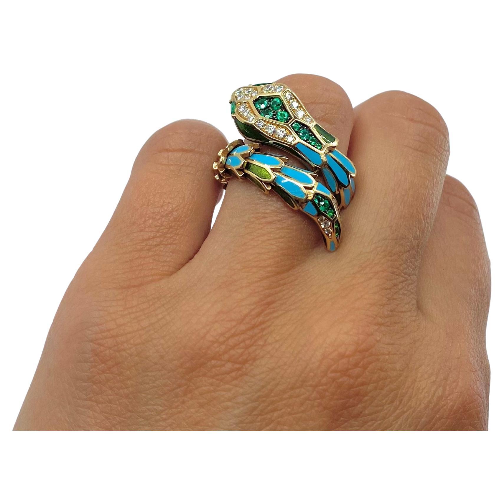 Crivelli Snake Ring 18k Gold Enamel Gemstones at 1stDibs