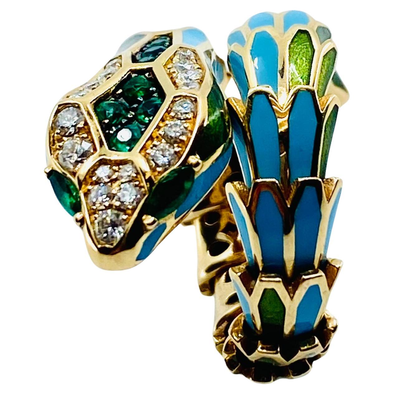 Crivelli Snake Ring 18k Gold Enamel Gemstones at 1stDibs
