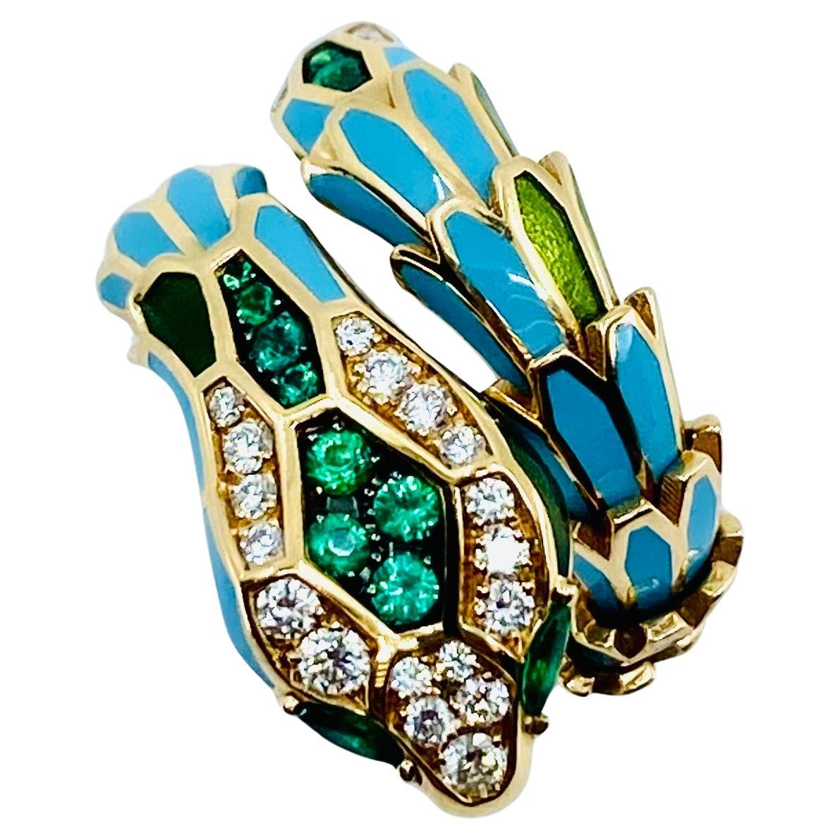 Crivelli Snake Ring 18k Gold Enamel Gemstones at 1stDibs