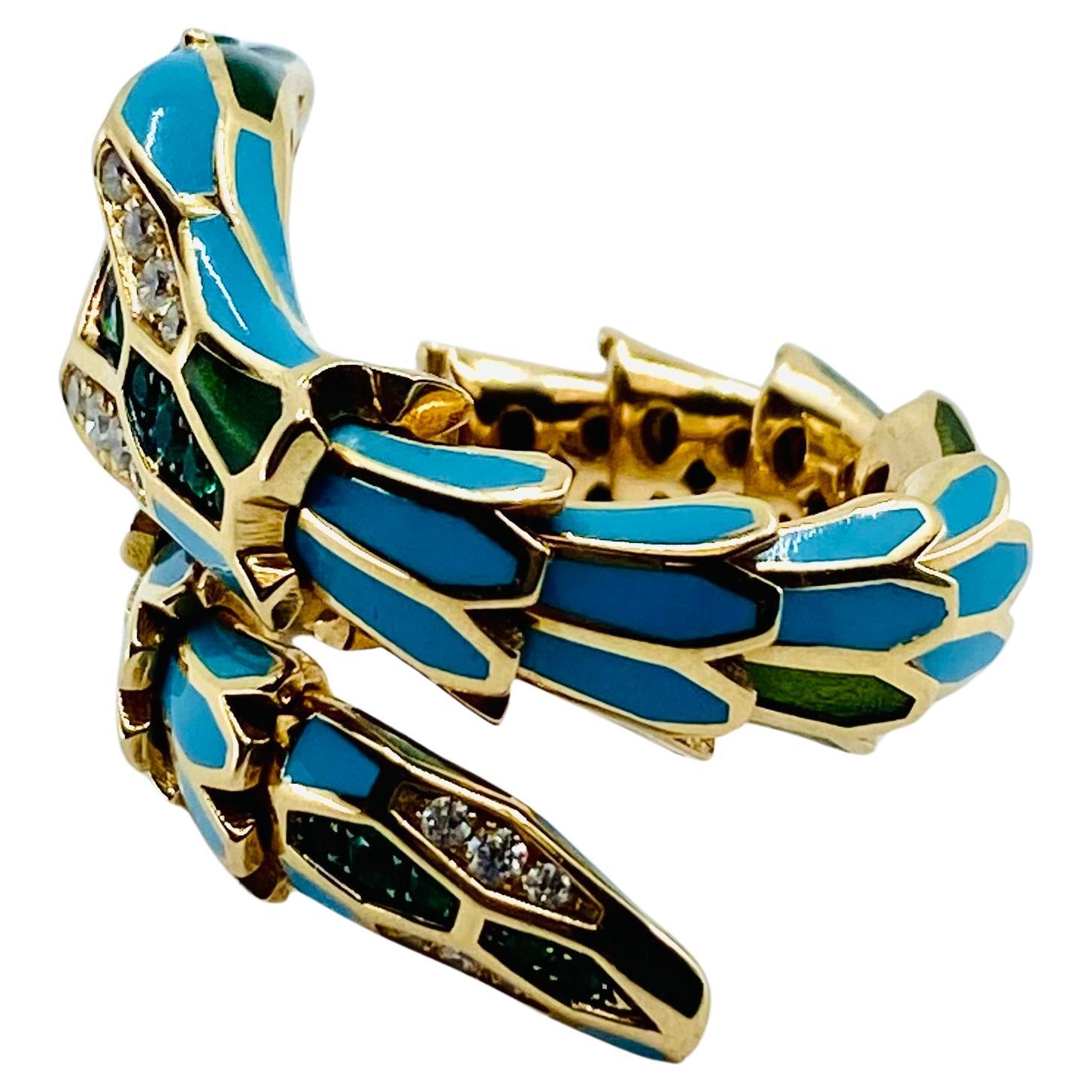 Crivelli Snake Ring 18k Gold Enamel Gemstones at 1stDibs