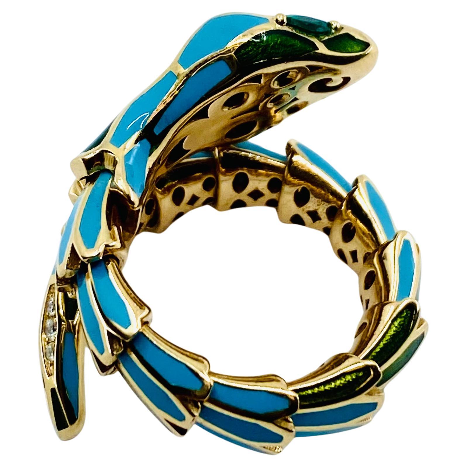 Crivelli Snake Ring 18k Gold Enamel Gemstones at 1stDibs