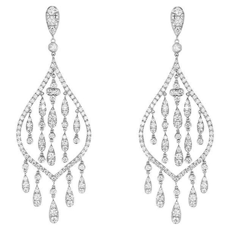 Crivelli White Gold Diamond Chandelier Earrings 7.30ct For Sale at 1stDibs