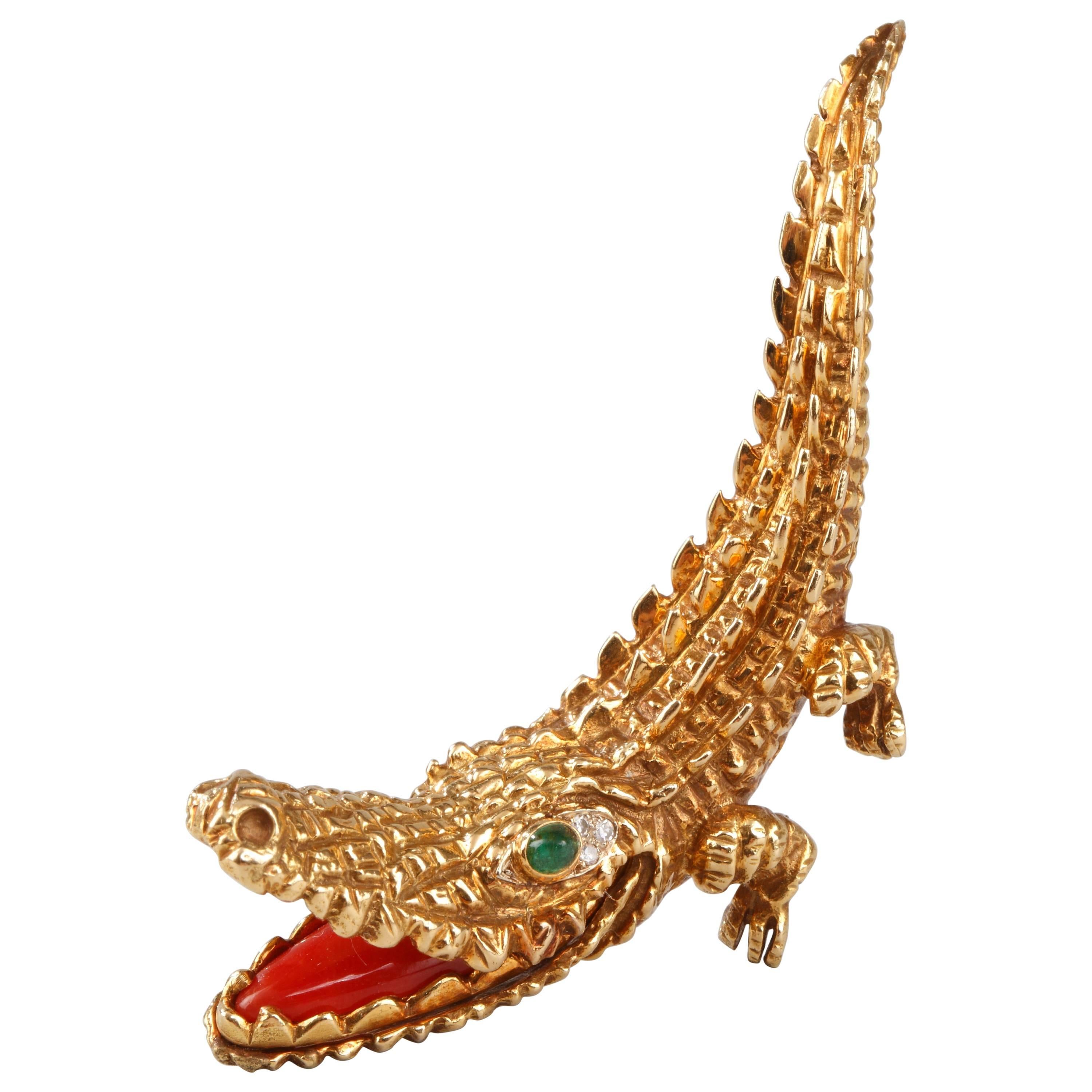 Crocodile Diamond Brooch - For Sale on 1stDibs