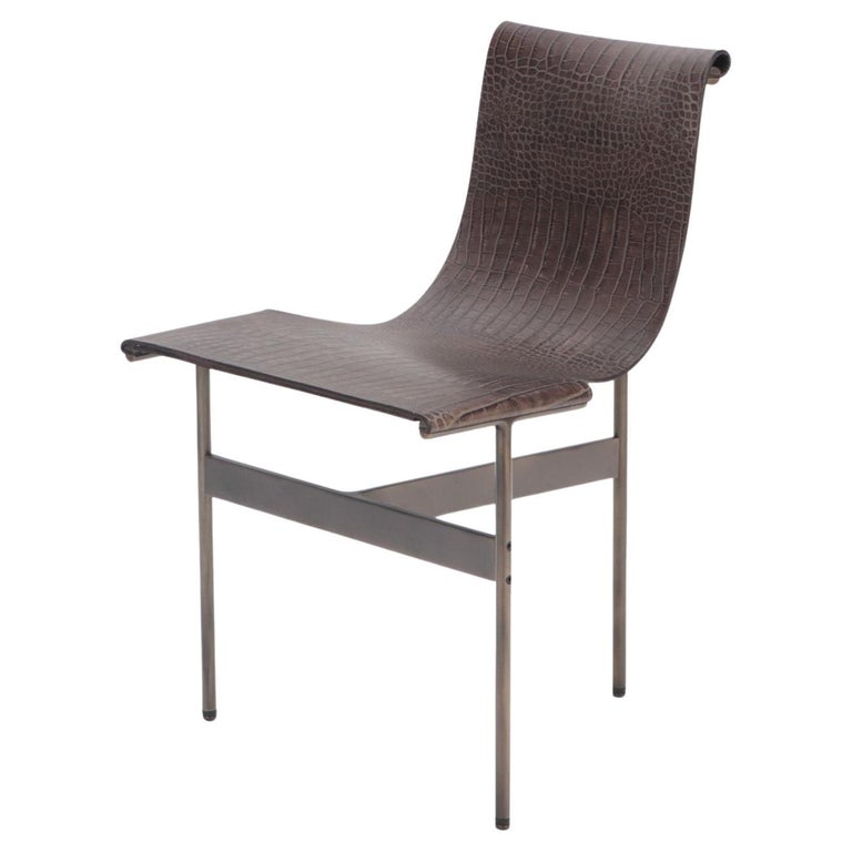 Crocodile Leather with Medium Antique Bronze Finish Chair, Contemporary ...