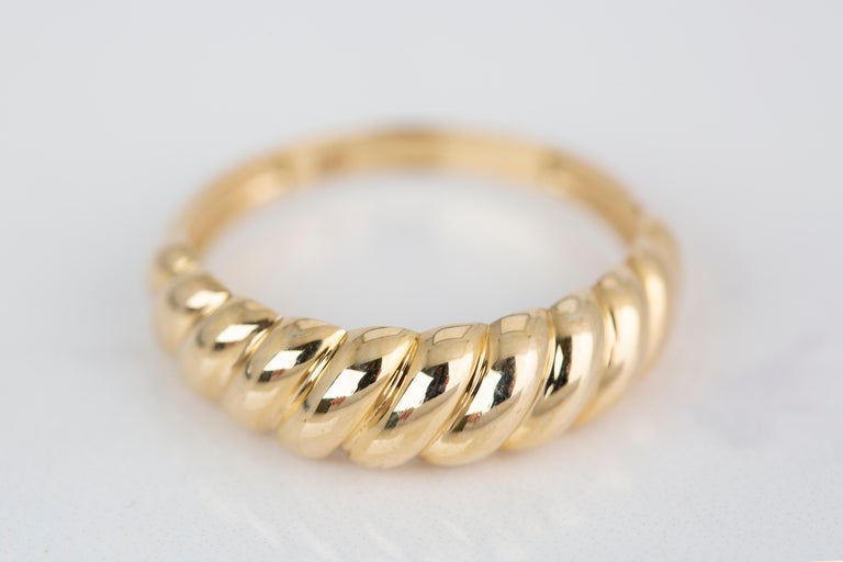 Customizable Croissant Ring, Dome Croissant Ring, 14K Gold Croissant ...