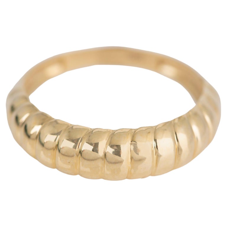 Customizable Croissant Ring, Dome Croissant Ring, 14K Gold Croissant ...