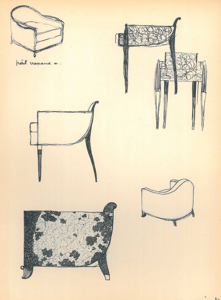 Croquis de Ruhlmann, Folder of Furniture Designs by Ruhlmann For Sale ...