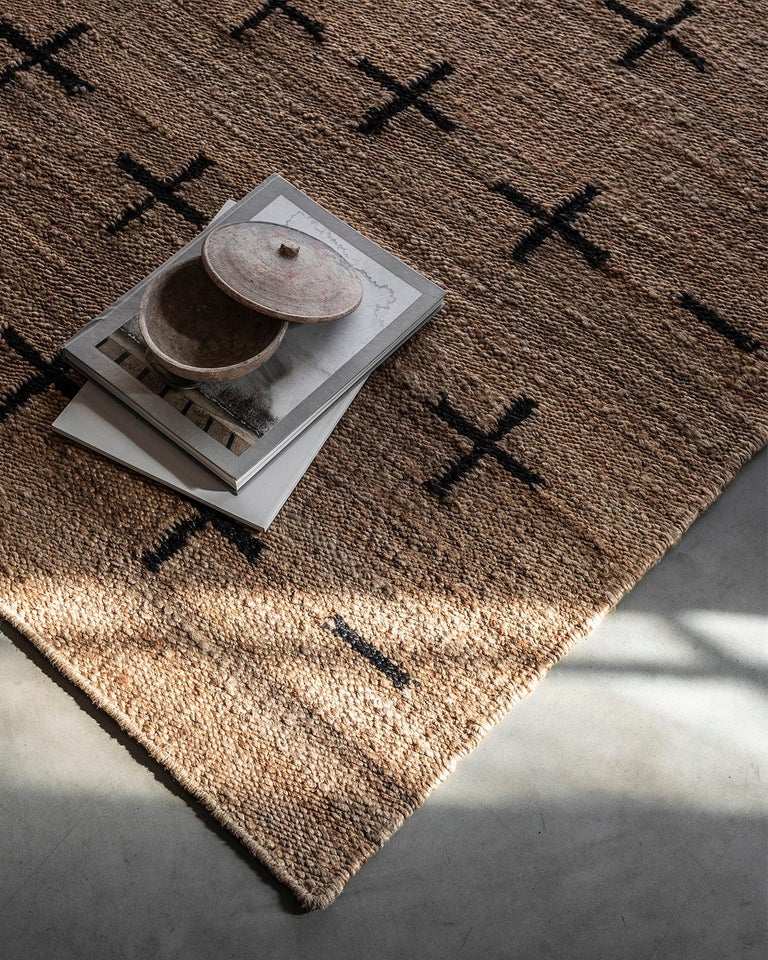 'Cross' Black Jute Style Rug in Scandinavian Design For Sale at 1stDibs