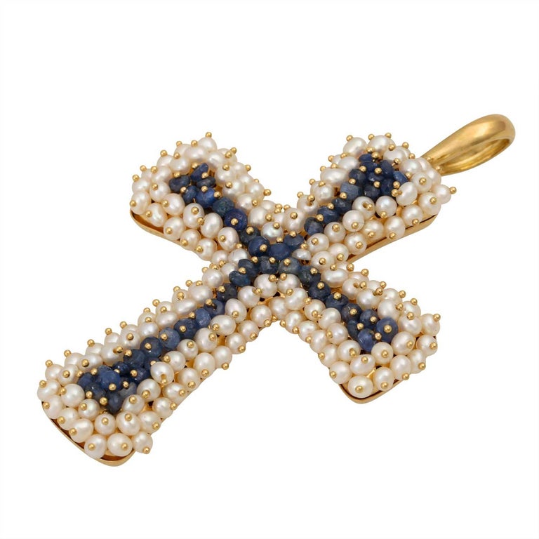 Cross Pendant Made of Freshwater Pearls For Sale at 1stDibs