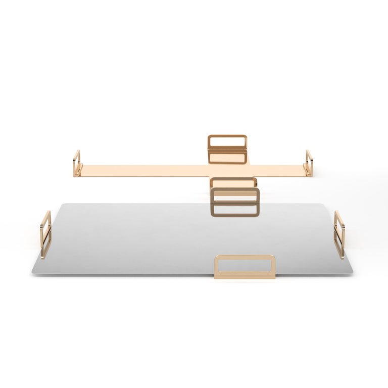 Cross Tray, Polished Metal Tray with Glass, Polished Metal or Acrylic ...