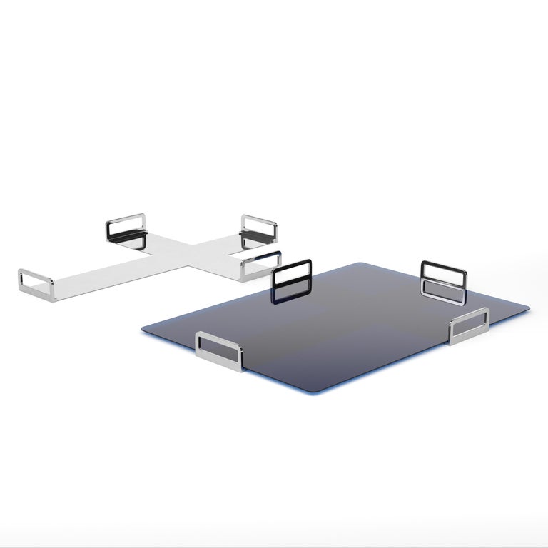 Cross Tray, Polished Metal Tray with Glass, Polished Metal or Acrylic ...
