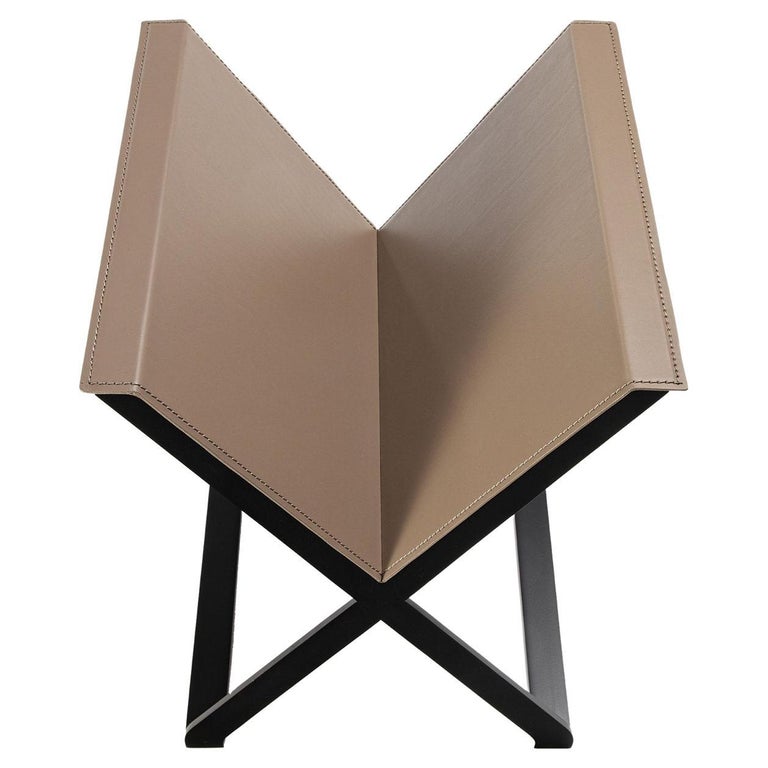 Crossover X-Shaped Taupe Magazine Rack For Sale at 1stDibs