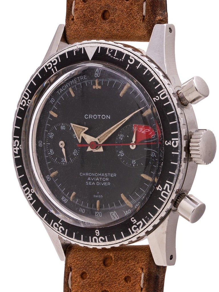 Croton Stainless Steel Chronomaster Aviator Sea Diver manual wristwatch ...