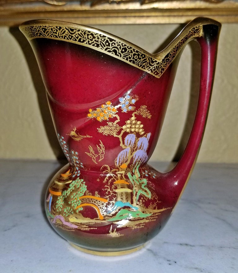 Crown Devon Fieldings Rouge Royal Jug Temple Garden Pattern at 1stDibs