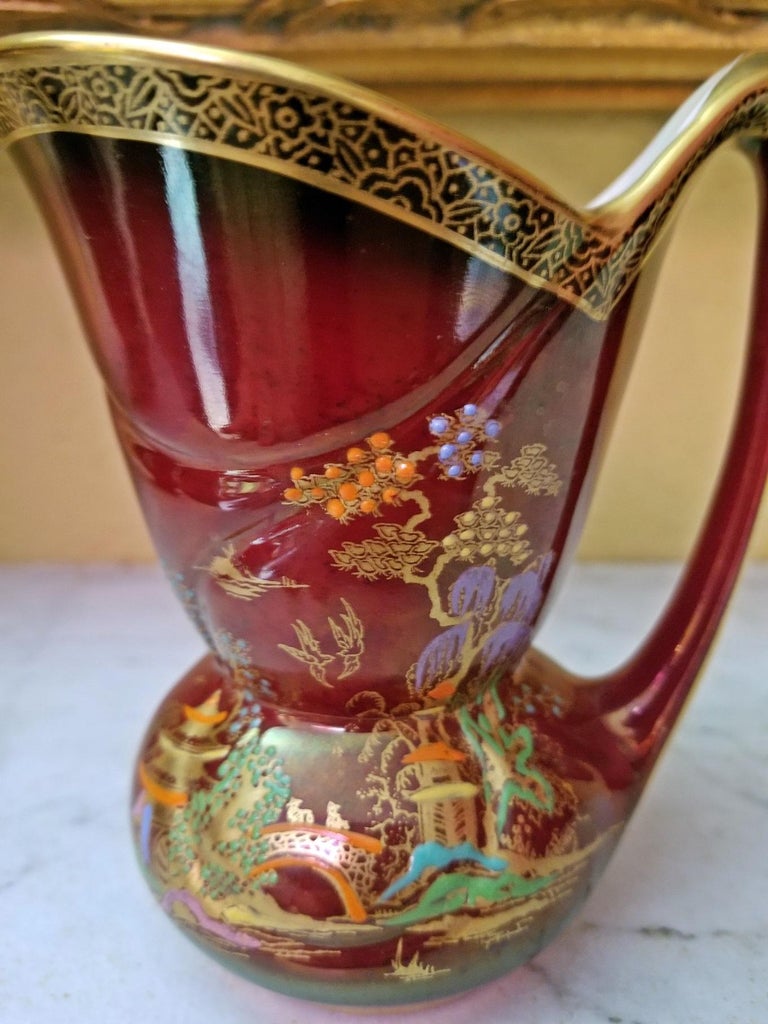 Crown Devon Fieldings Rouge Royal Jug Temple Garden Pattern at 1stDibs