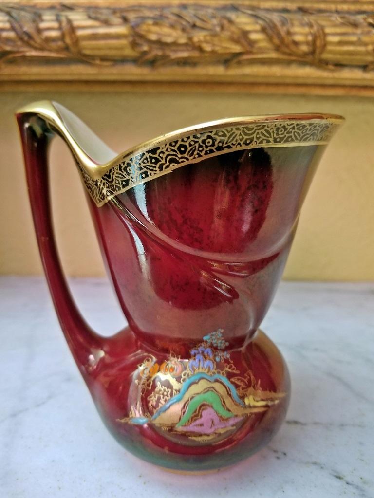 Crown Devon Fieldings Rouge Royal Jug Temple Garden Pattern at 1stDibs