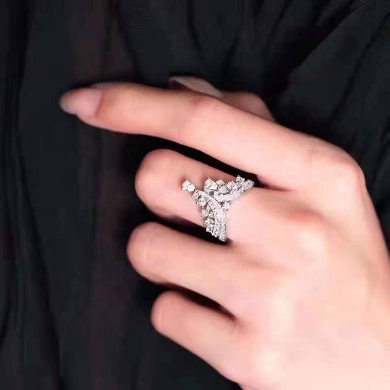 Customizable Crown Engagement Ring for Her, Unique Wedding Band ...