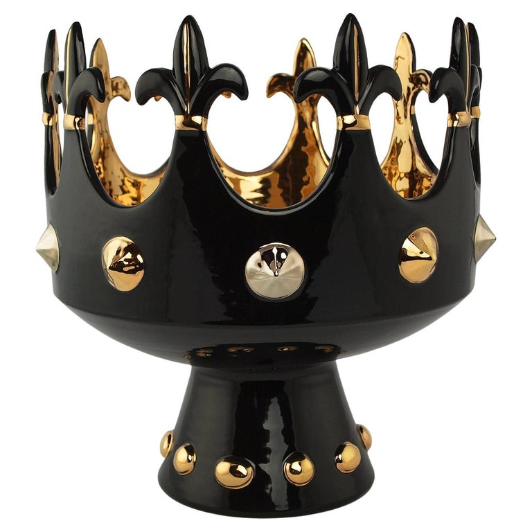 CROWN handmade bowl in Faenza majolica with pure gold decoration For ...
