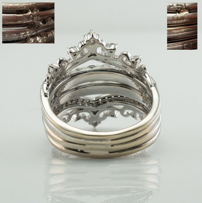 Crown Tiara Diamond Ring 14K White Gold FD 1.76 TDW For Sale at 1stDibs