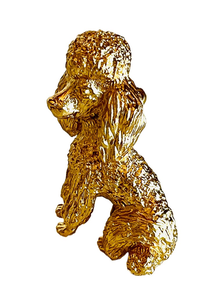 Crown Trifari Gold Poodle Dog Brooch Pin For Sale at 1stDibs