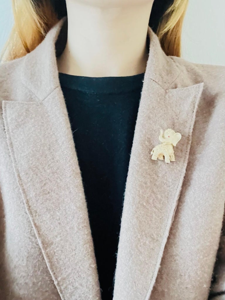 Crown Trifari Vintage 1950s Vivid Baby Elephant Red Ruby Crystal Eye ...