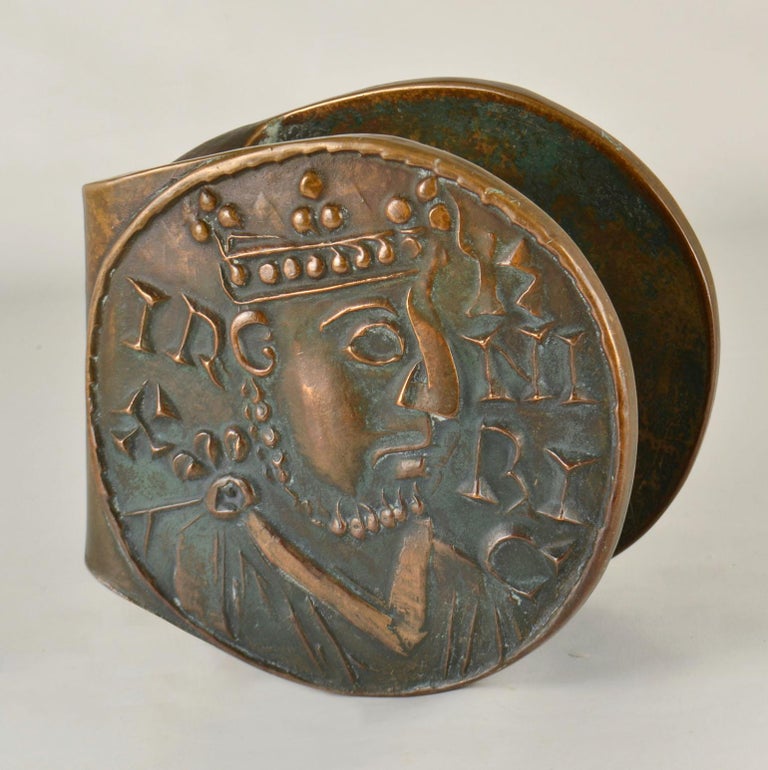 Crowned King Bronze Architectural Push Pull Door Handles Pair For Sale ...