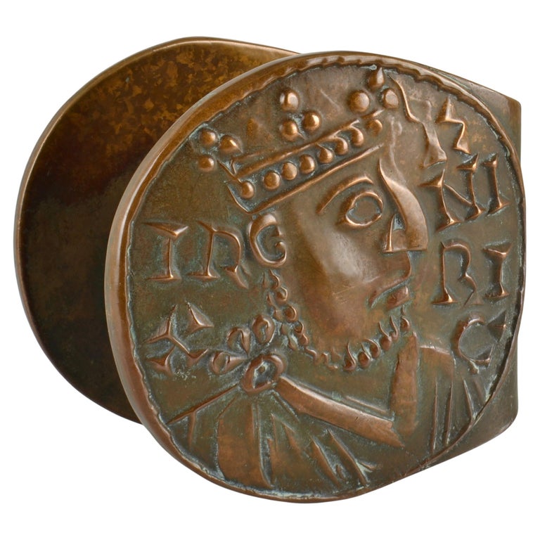 Crowned King Bronze Architectural Push Pull Door Handles Pair For Sale ...