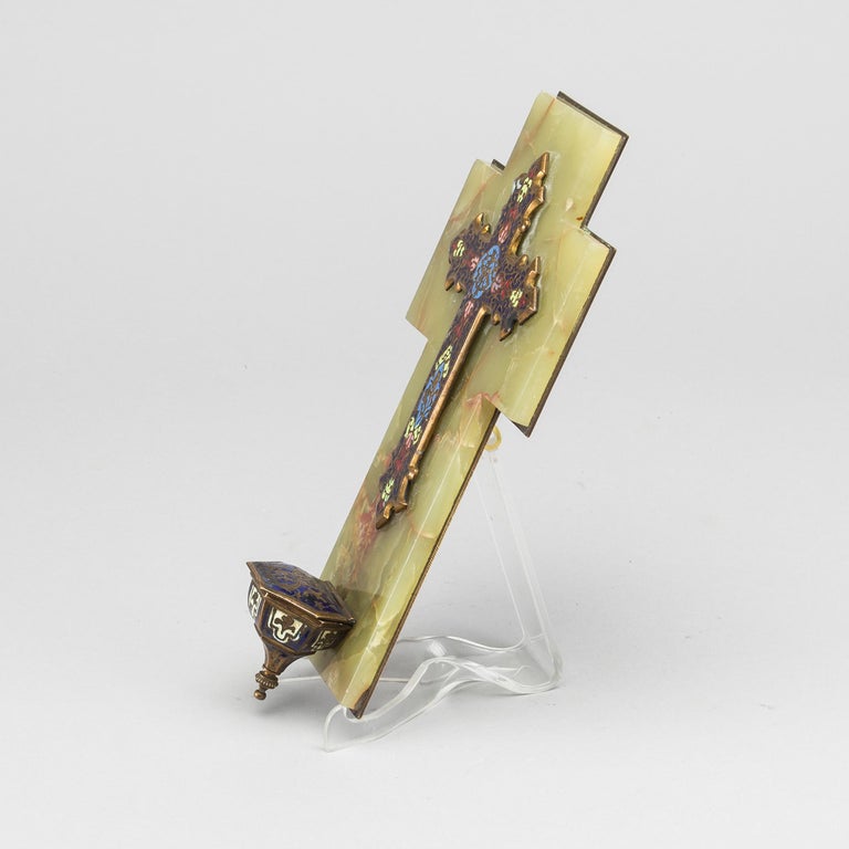 Crucifix Cross Cloisonné Enamel Mounted on Onyx Europe, 1920 For Sale ...