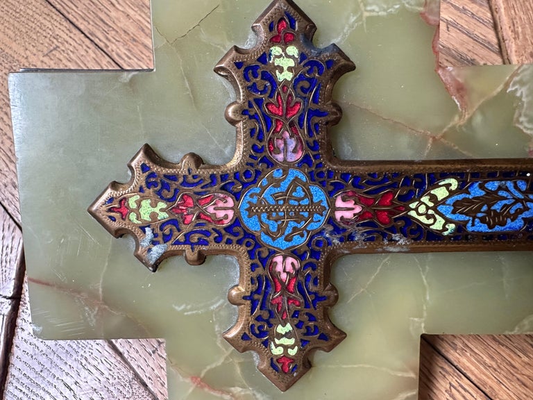 Crucifix Cross Cloisonné Enamel Mounted on Onyx Europe, 1920 For Sale ...