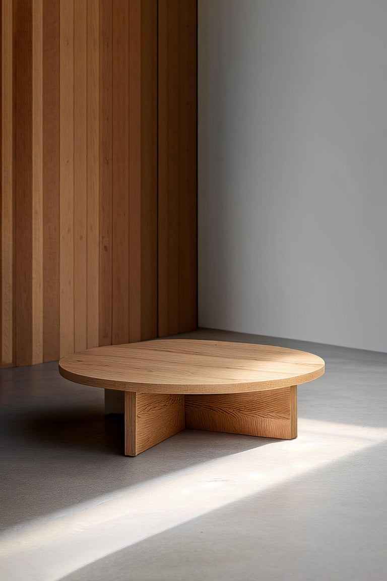 Cruciform Base Round Edges Solid Wood Round Table By NONO For Sale at ...