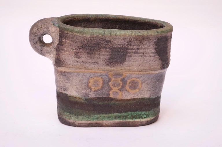 Crude / Primitive Stoneware Vase with Handle Signed "Pollack 78" For ...