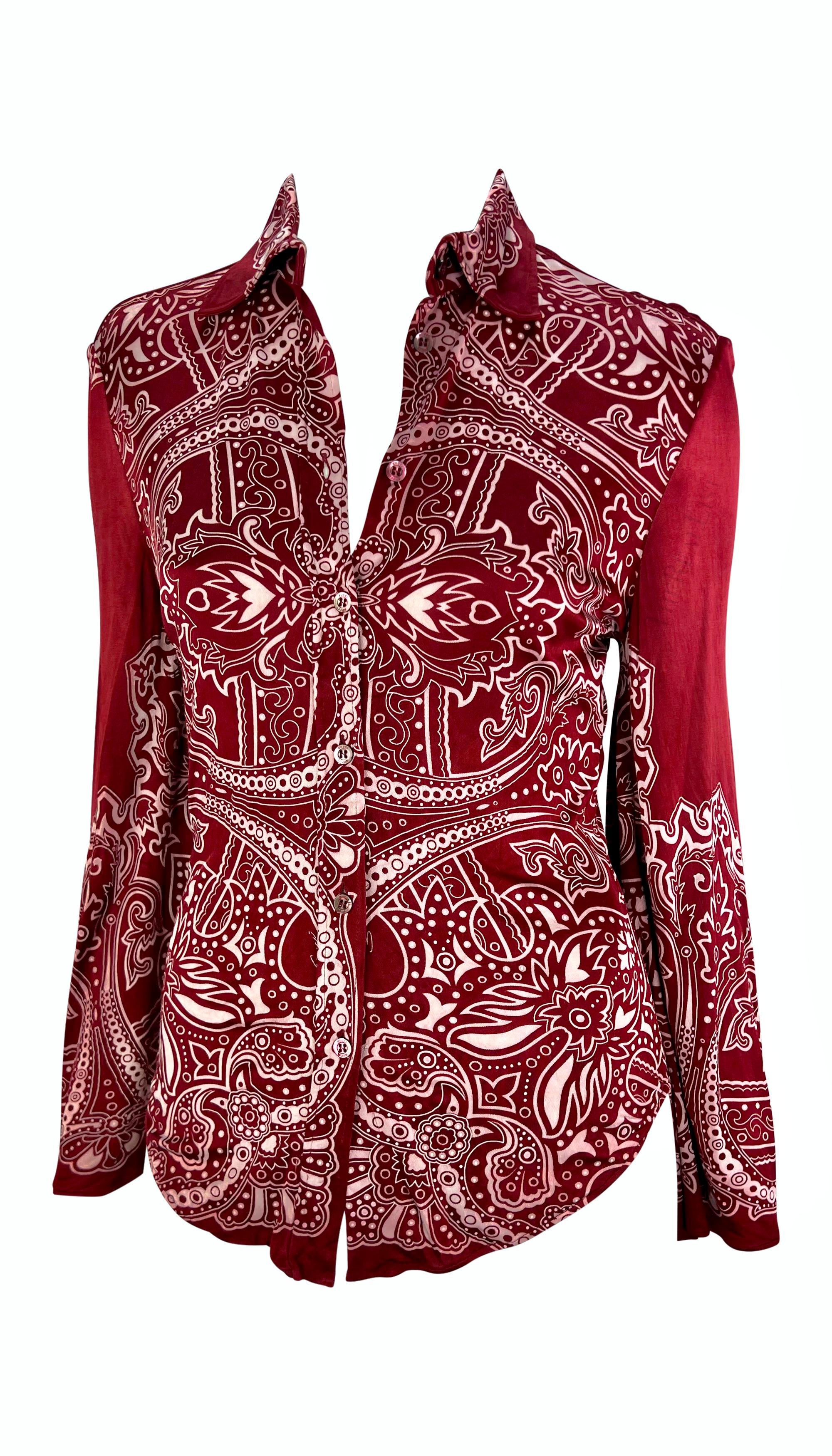 Cruise 2004 Gucci by Tom Ford Red Paisley Button Down Top For Sale at ...