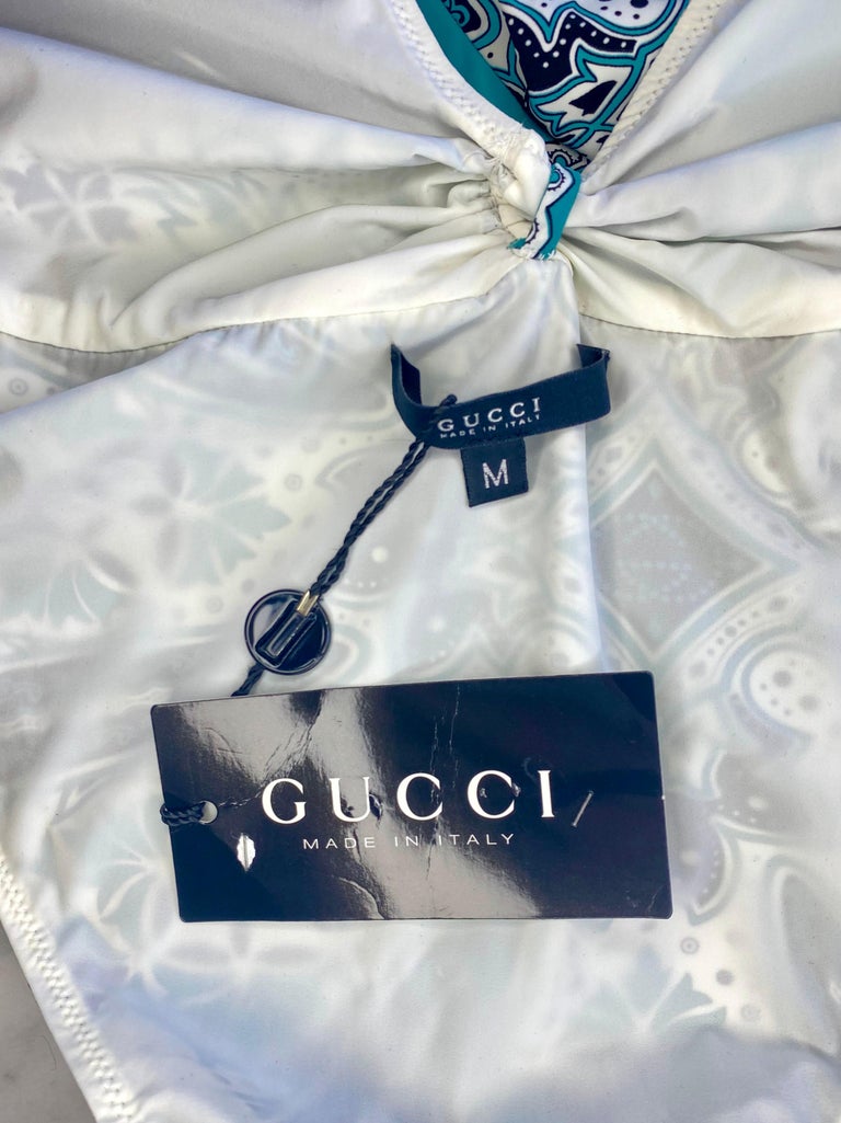 Cruise 2004 Gucci by Tom Ford Teal Blue Bandana Print One Piece ...