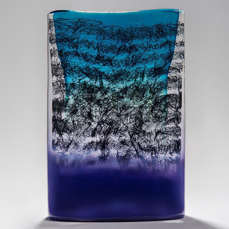 Cryptograph 0402511, Aqua, Purple and Black Glass Sculpture by Louis ...