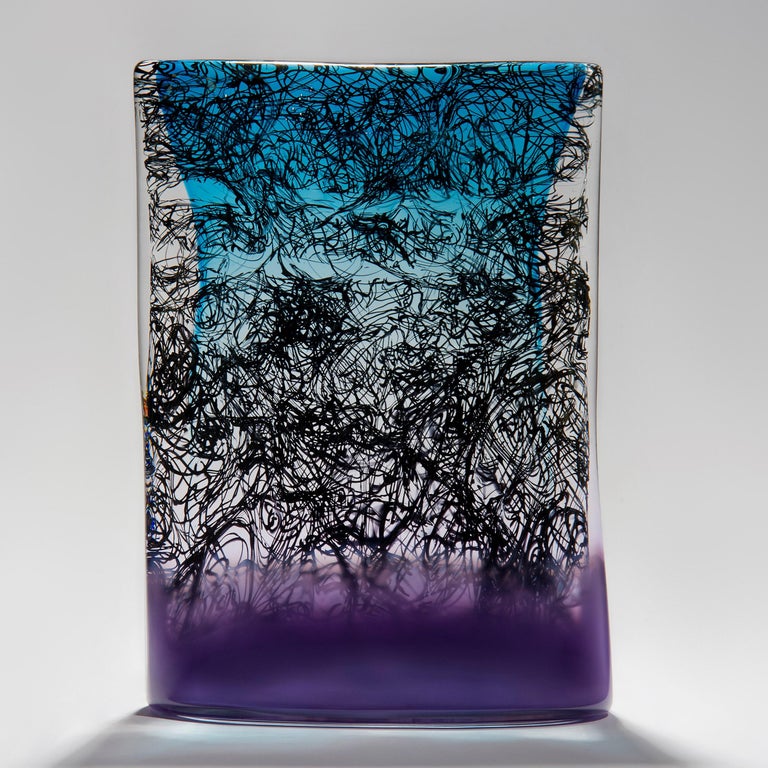 Cryptograph 0402511, Aqua, Purple and Black Glass Sculpture by Louis ...