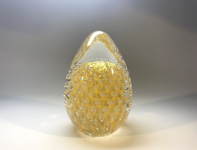 Crystal 24k Pure Gold Hand Blown Egg Paperweight FM Konstglas, Ronneby ...