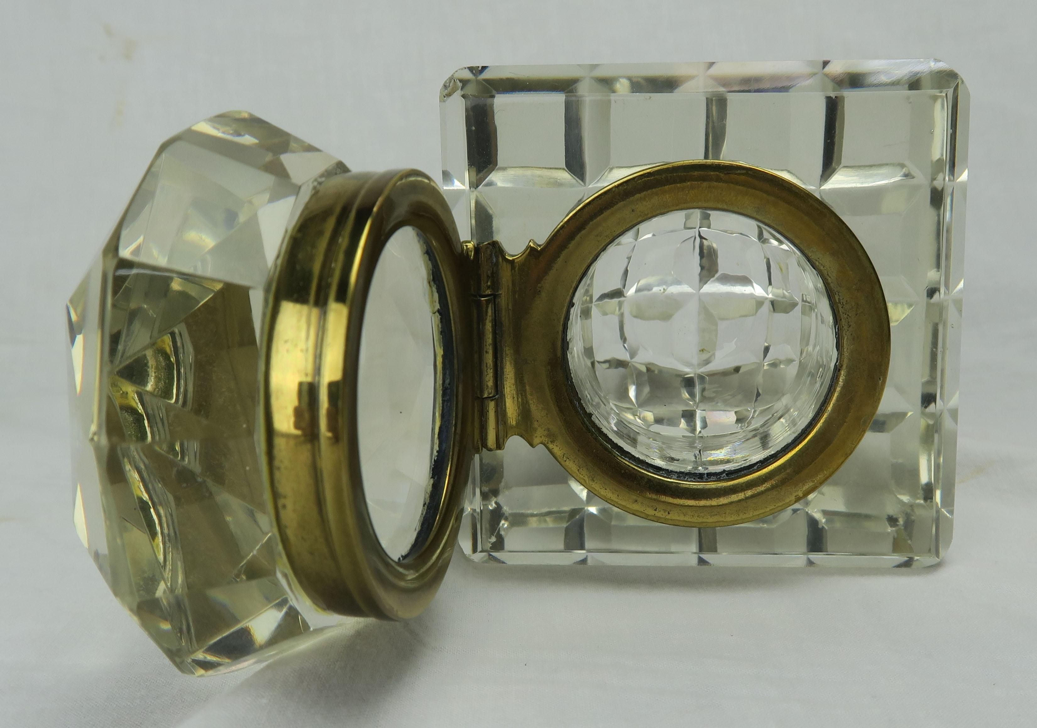 Crystal and Brass Inkwell, circa 1920 at 1stDibs