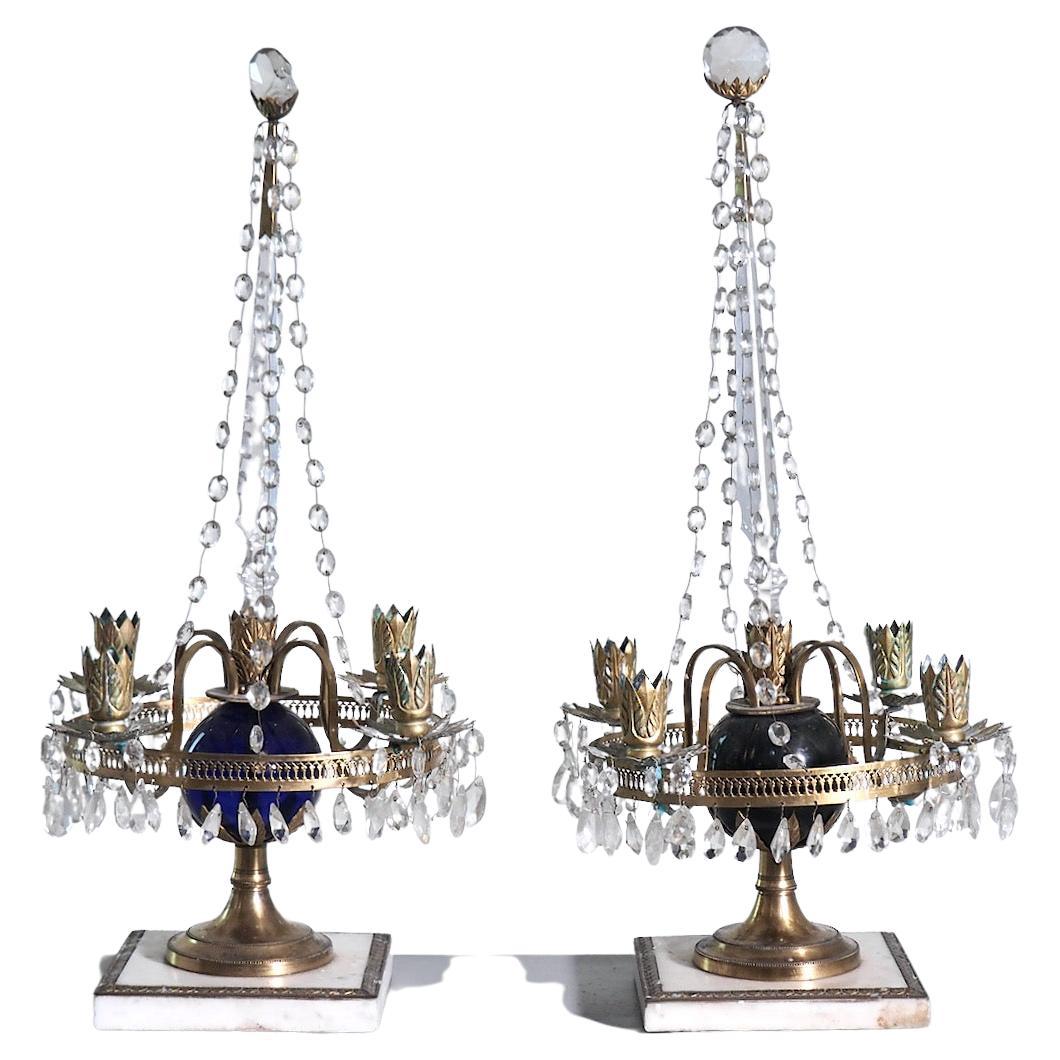 Native American-Form Luster Crystal Girandole For Sale at 1stDibs
