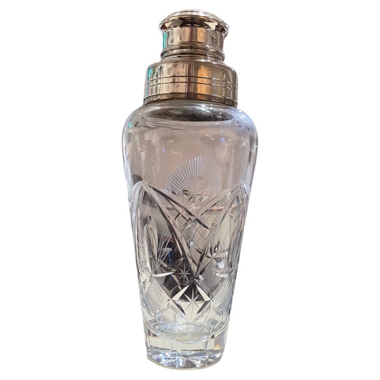 Crystal and Silver Martini Cocktail Shaker For Sale at 1stDibs