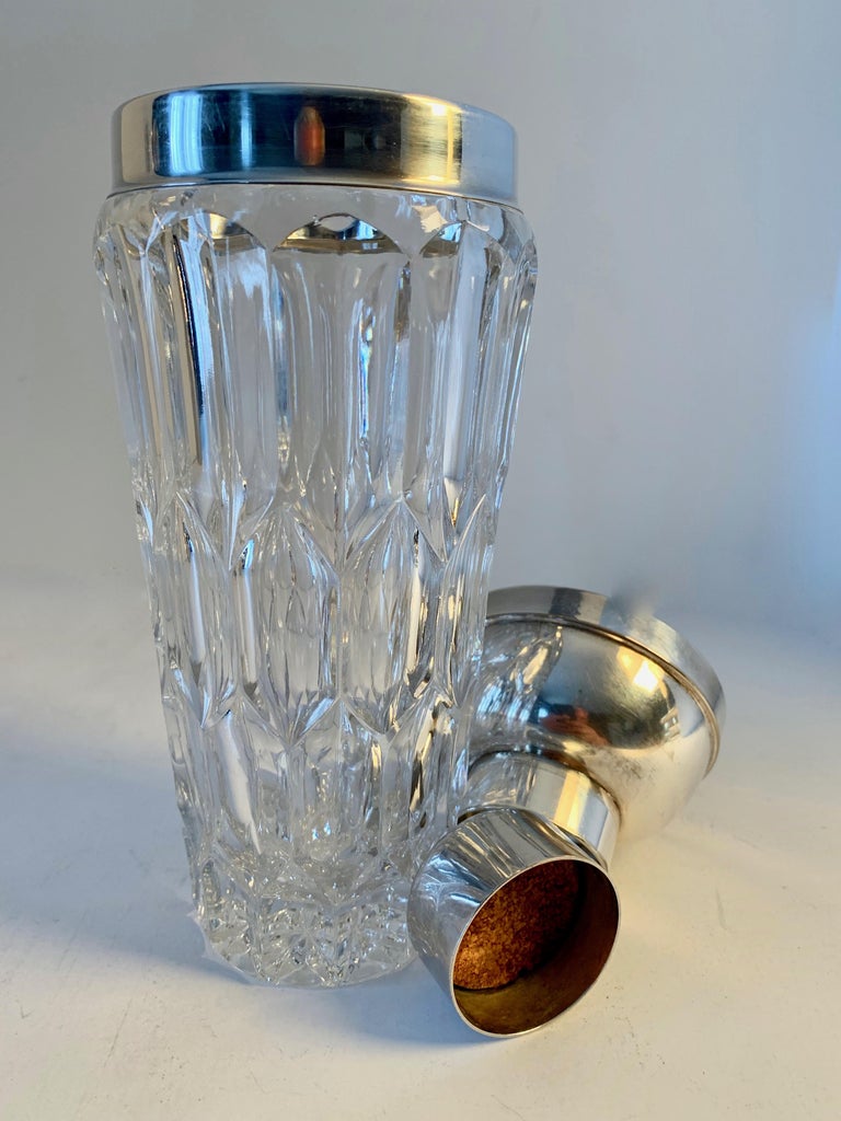 Crystal and Silver Plate Cocktail Shaker at 1stDibs