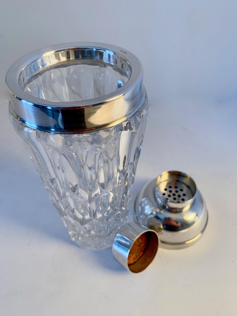 Crystal and Silver Plate Cocktail Shaker at 1stDibs