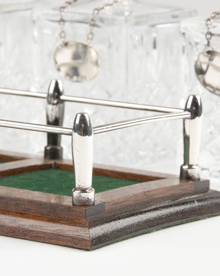 Crystal Decanters, Sterling Silver Bar Set on a Rack Hallmarked ...