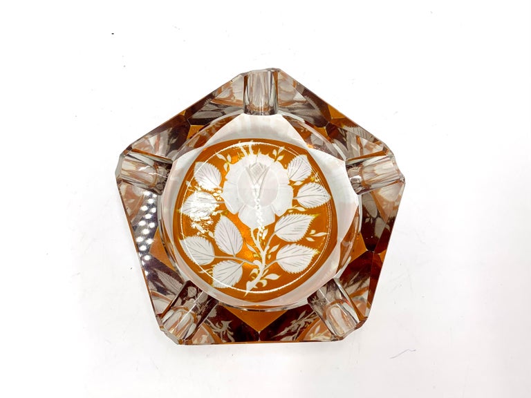 Crystal Ashtray with Flowers, Julia Glassworks, Poland, 1960s For Sale ...