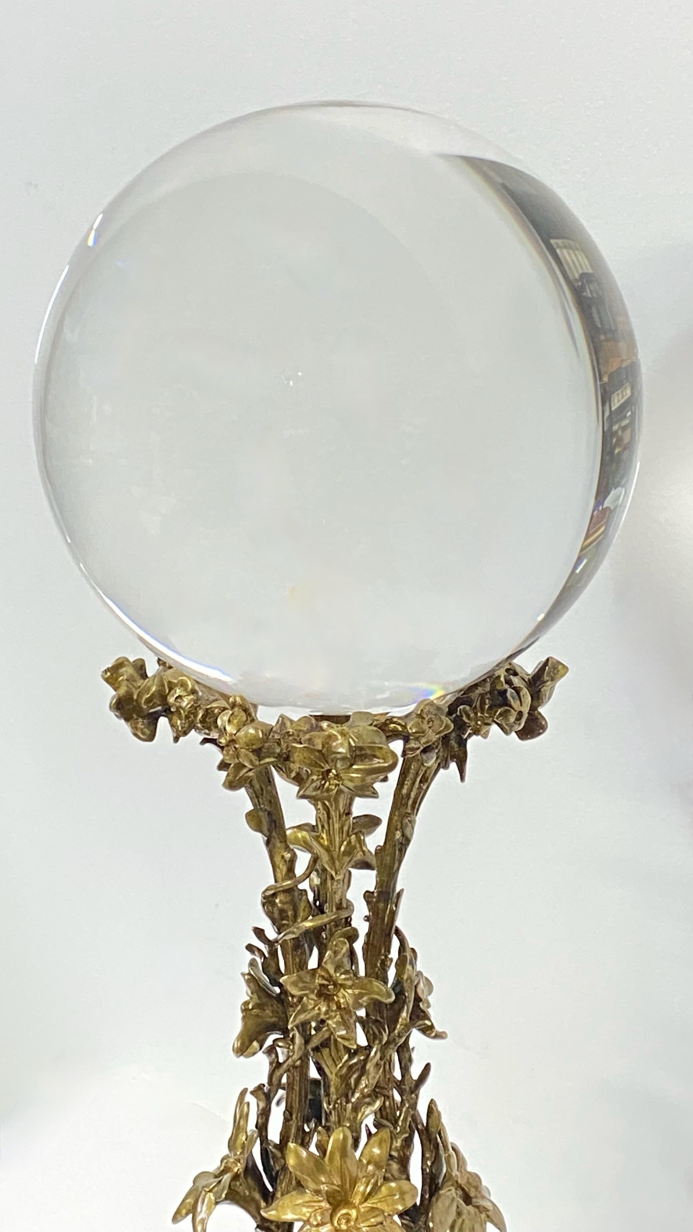 Crystal Ball on Extraordinary Antique Two Tone Bronze Stand at 1stDibs