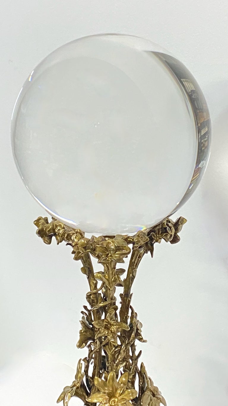 Crystal Ball on Extraordinary Antique Two Tone Bronze Stand at 1stDibs