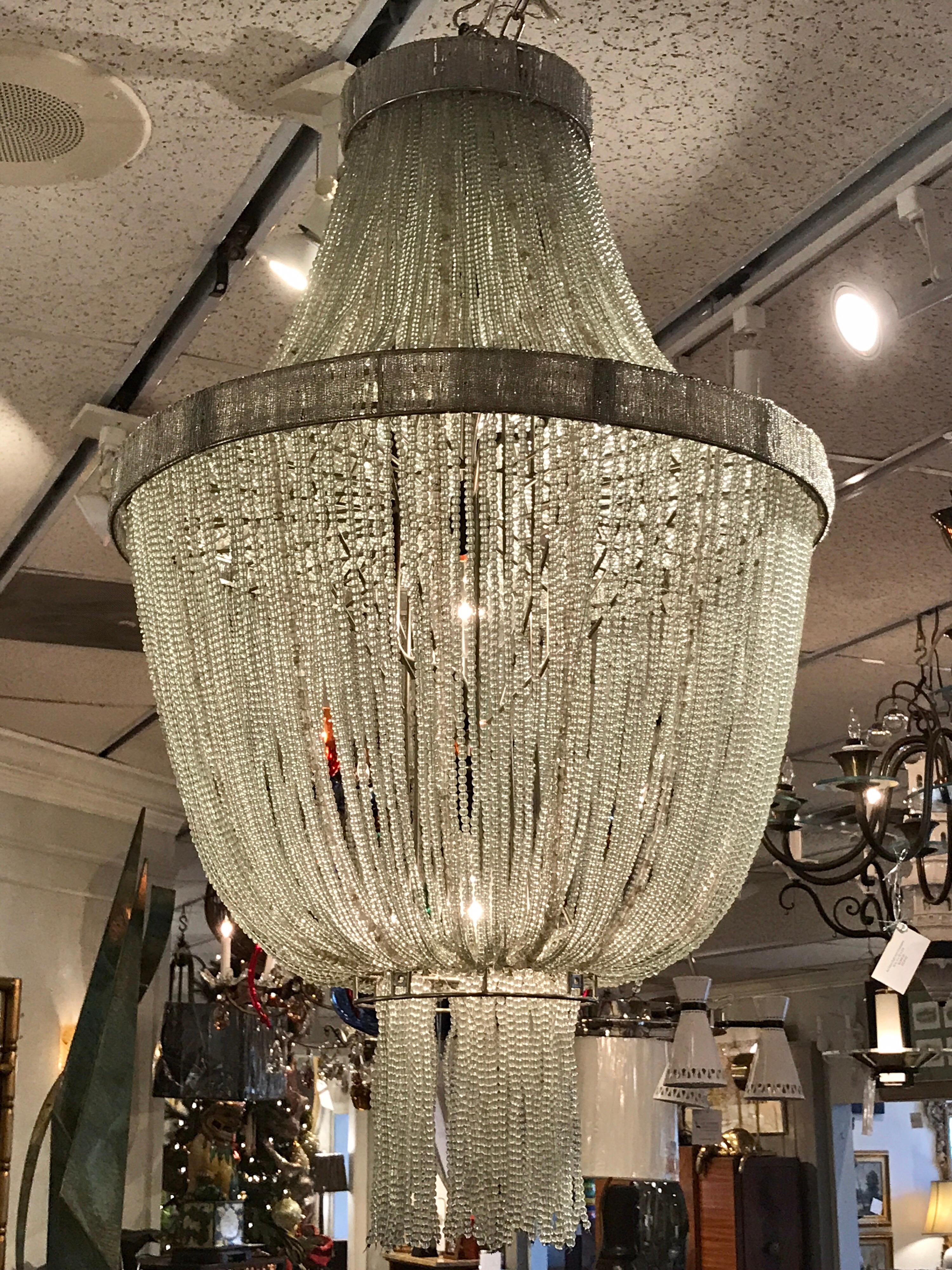 Crystal Beaded Urn Chandelier, in the Neoclassical Style For Sale at ...