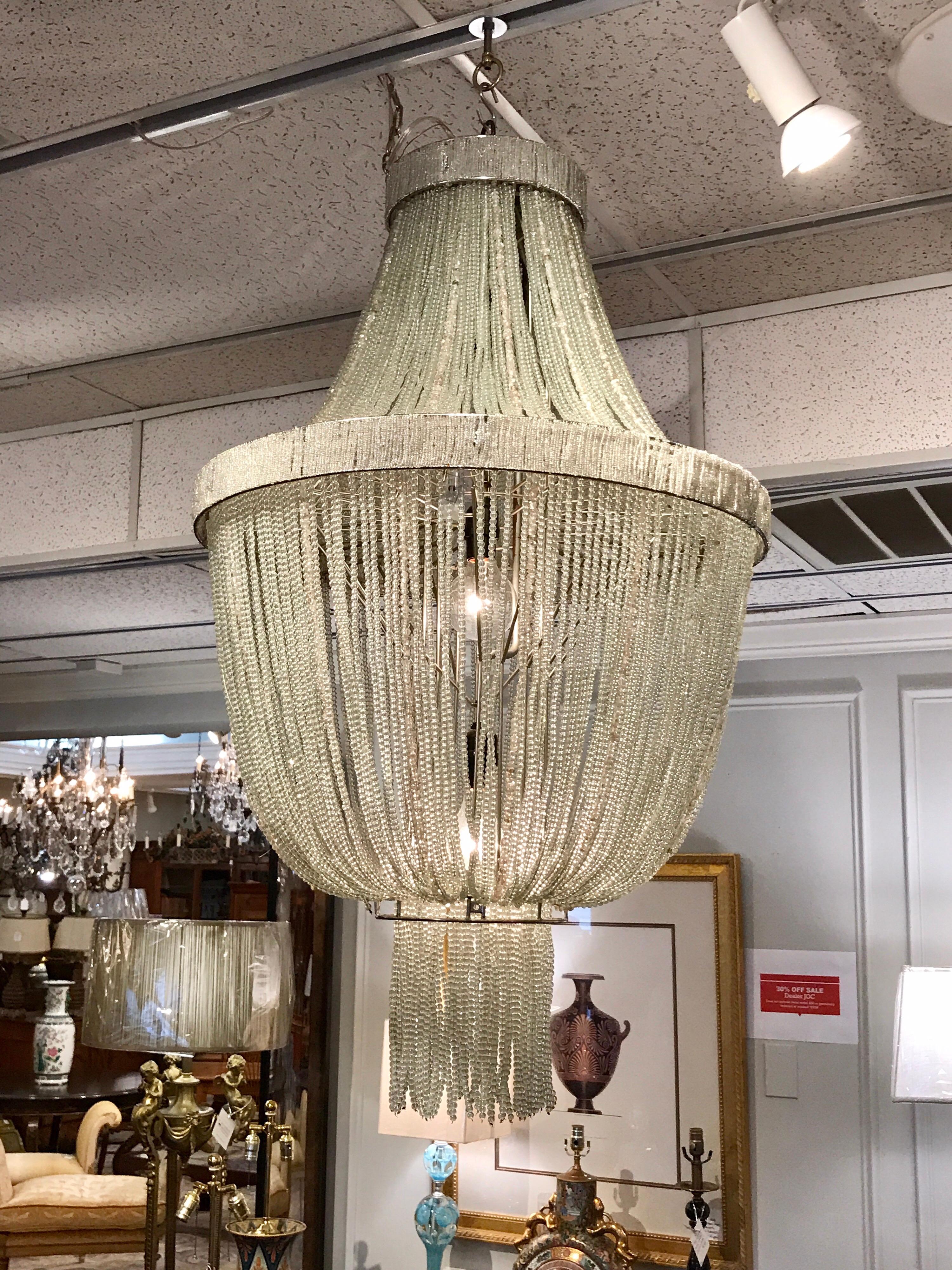 Crystal Beaded Urn Chandelier, in the Neoclassical Style For Sale at ...