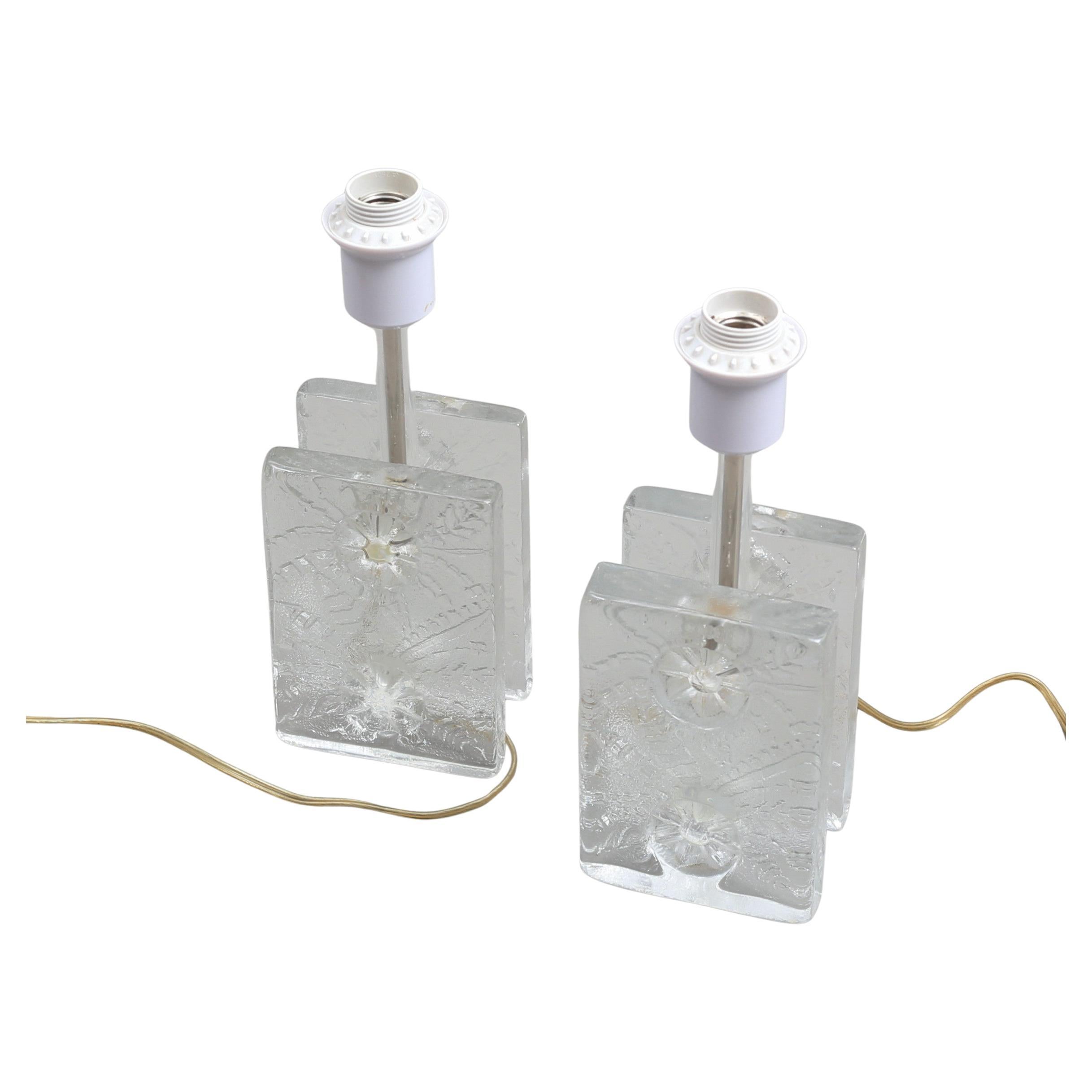 Crystal Blocks Table Lamps a Pair by Pukeberg, Sweden, 1970 For Sale at ...