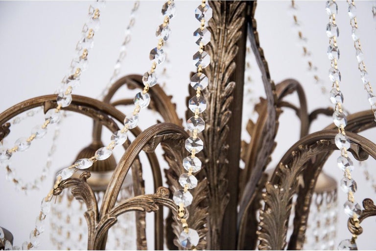 Crystal Brass Chandelier, France, 1940s For Sale at 1stDibs