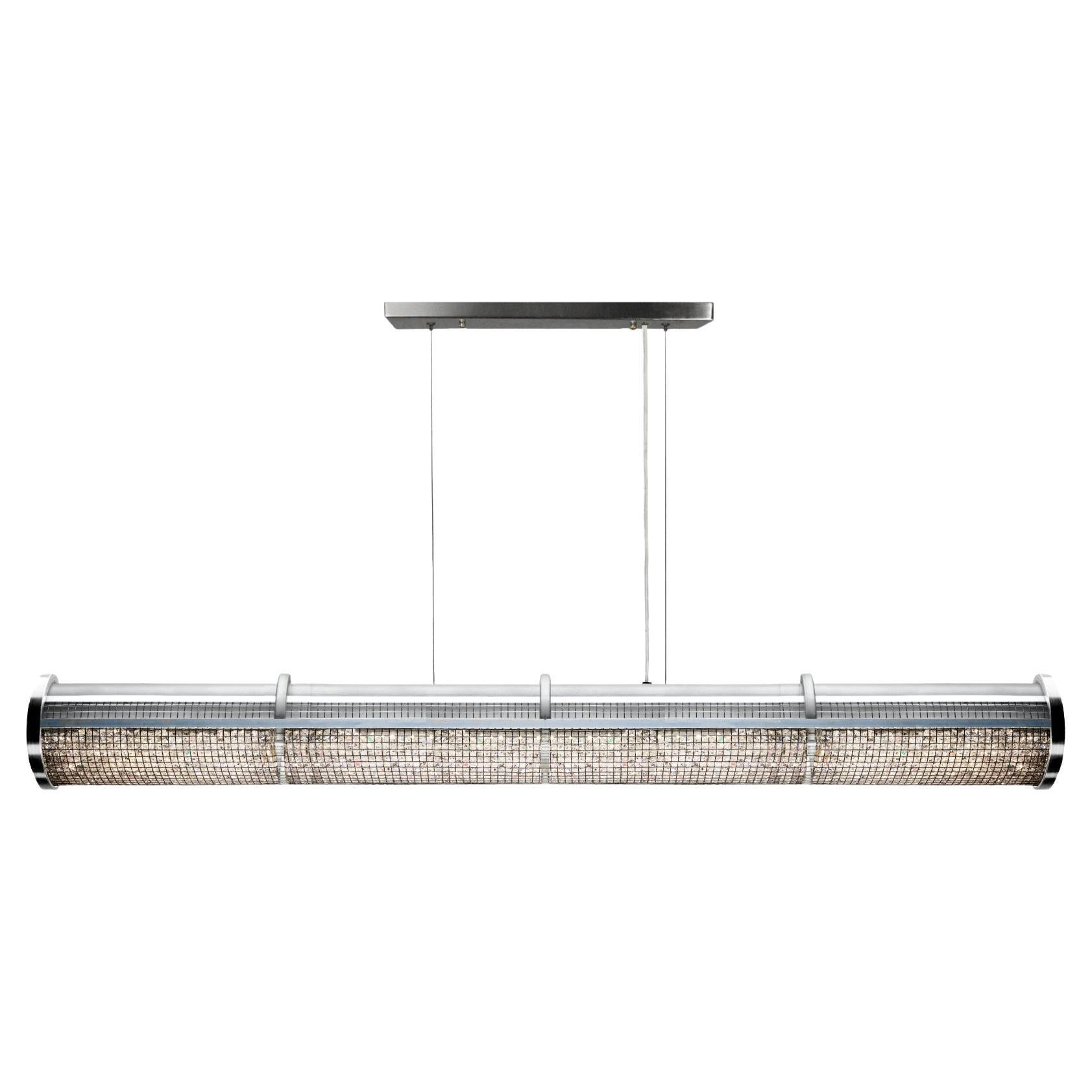 Crystal Cage LED Linear Suspension Gold Finish For Sale at 1stDibs